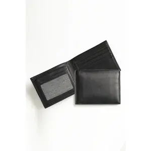 Bosca Id Flap Leather Wallet - Black
