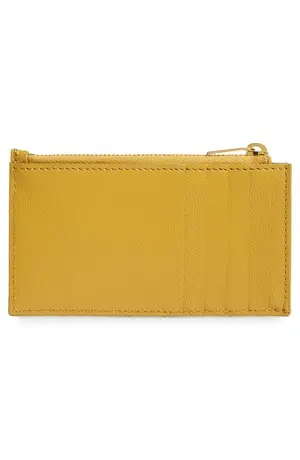 Saint Laurent Cassandre Matelassé Fragments Leather Zip Card Case - Chartreuse
