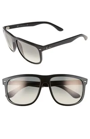 Ray-ban Boyfriend 60mm Flat Top Sunglasses Black Grey