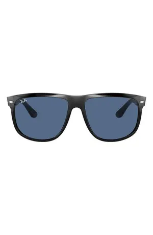 Ray-ban Boyfriend 60mm Flat Top Sunglasses - Black/dark Blue