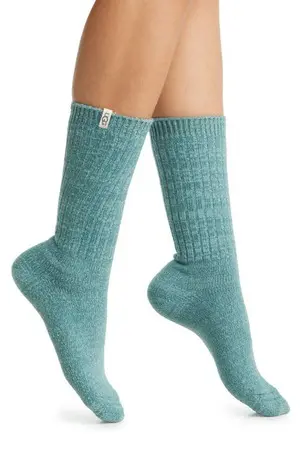 UGG UGG(r) Ribbed Crew Socks Mallard /trellis