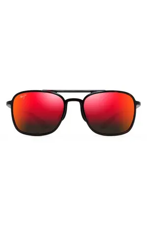 Maui Jim Keokea Aviator Sunglasses - Black Red Tortoise/lava