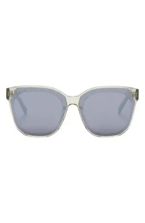 DIFF Gia Square Sunglasses Olive Crystal/grey Mirror