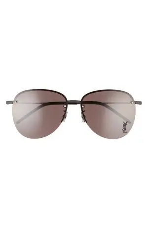 Saint Laurent 61mm Aviator Sunglasses - Black