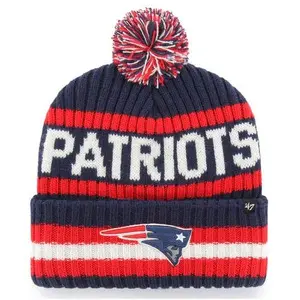 '47 New England Patriots Bering Cuffed Knit Hat With Pom - Navy