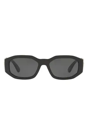 Versace Versace 53mm Round Sunglasses Black Solid