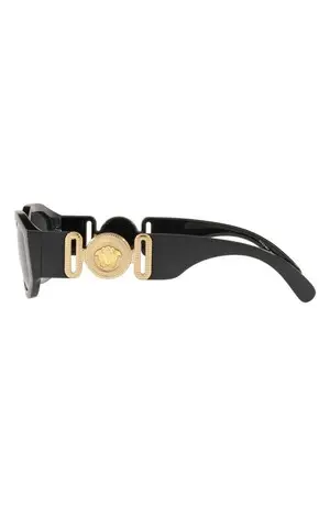 Versace 53mm Round Sunglasses - Black Solid