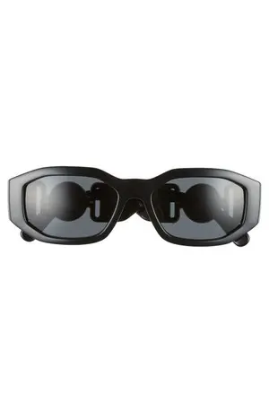 Versace 53mm Round Sunglasses - Black Solid
