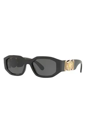 Versace 53mm Round Sunglasses - Black Solid