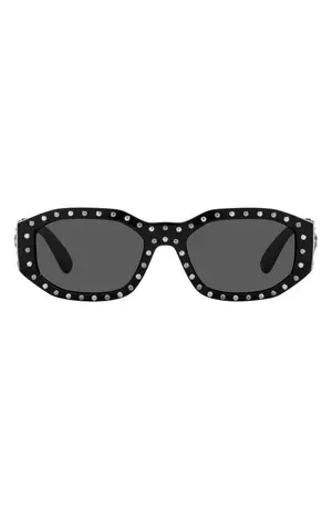Versace Versace 53mm Round Sunglasses Crystal Grey