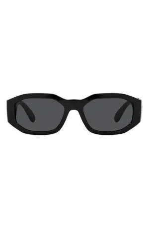 Versace Versace 53mm Round Sunglasses Dark Grey/ Black