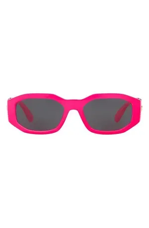 Versace Versace 53mm Round Sunglasses Fuchsia Fluo/grey