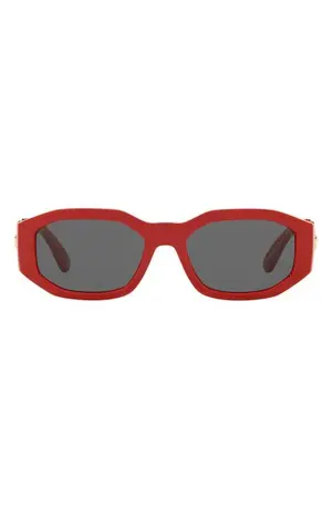 Versace Versace 53mm Round Sunglasses Red/ Grey