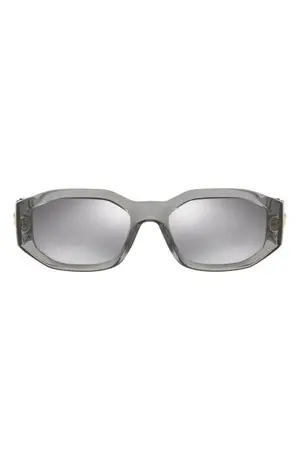 Versace Versace 53mm Round Sunglasses Transparent Grey/grey Mirror