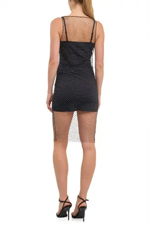 Endless Rose Beaded Mesh Camisole Dress - Black