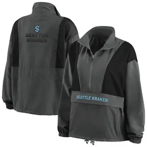 WEAR BY ERIN ANDREWS Seattle Kraken Popover Packable Half-zip Jacket - Charcoal
