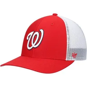 '47 White Washington Nationals Primary Logo Trucker Snapback Hat - Red