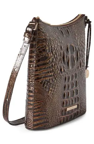 Brahmin Katie Croc Embossed Leather Crossbody Bag - Chocolate
