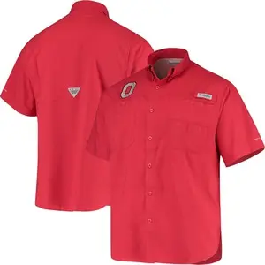 Columbia Ohio State Buckeyes Tamiami Omni-shade Button-down Shirt - Scarlet