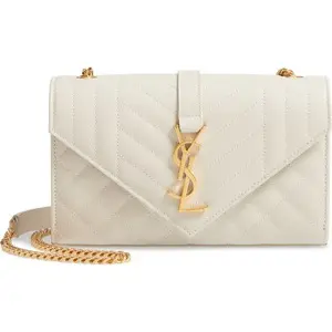 Saint Laurent Small Envelope Leather Shoulder Bag Blanc Vintage