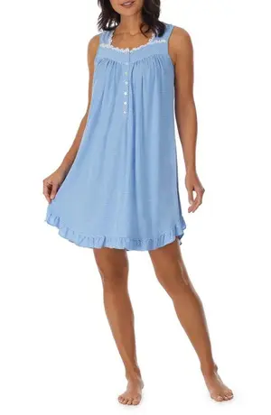 Eileen West Stripe Short Sleeveless Knit Nightgown Dkblstp