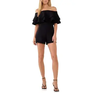 Endless Rose Off The Shoulder Ruffle Romper - Black