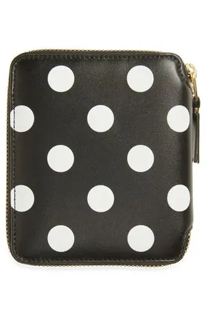 Comme Des Garçons Dot Print Leather Wallet - Black
