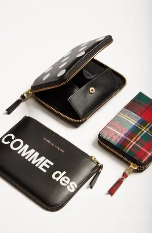 Comme Des Garçons Dot Print Leather Wallet - Black