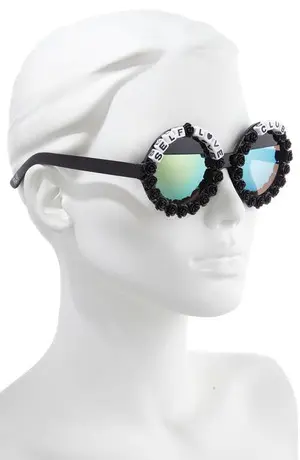 RAD + REFINED Self Love Club Sunglasses - Black/green Mirrored