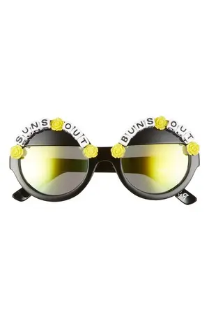 RAD + REFINED Rad + Refined Suns Out Buns Out Round Sunglasses Yellow/ Green Mirrored