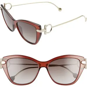 FERRAGAMO 55mm Cat Eye Sunglasses - Brown