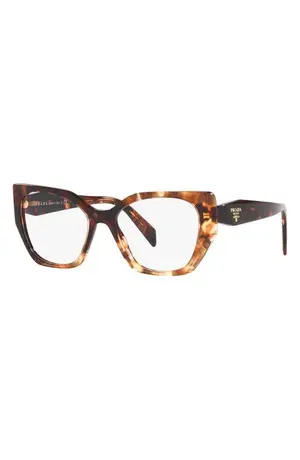 Prada 52mm Cat Eye Optical Glasses - Brown Tort