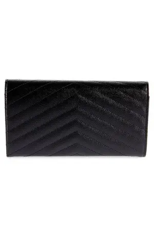 Saint Laurent Monogramme Logo Leather Flap Wallet - Nero