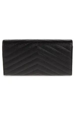 Saint Laurent Monogramme Logo Leather Flap Wallet - Noir