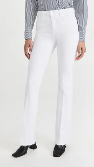 L'Agence Ruth Straight Raw Hem Jeans - Blan