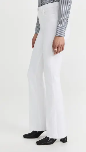 L'Agence Ruth Straight Raw Hem Jeans - Blan