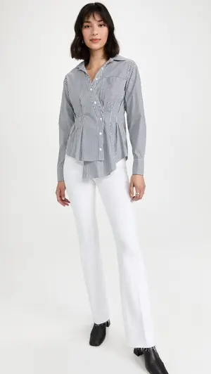 L'Agence Ruth Straight Raw Hem Jeans - Blan