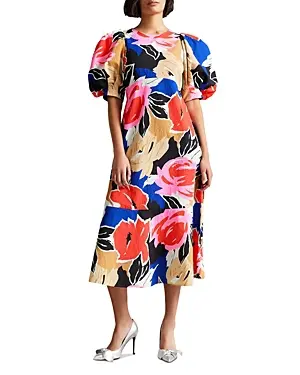 Ted Baker London Harpia Floral Print Midi Dress