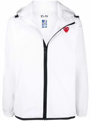 Play Comme Des Garcon X K-way Zipped Hooded Jacket - White