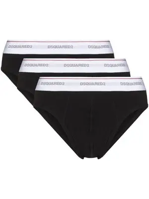 Dsquared2 Logo-waistband Pack Of Three Briefs - Black