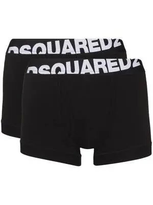 Dsquared2 Logo-waistband Pack Of Two Boxer Shorts - Black