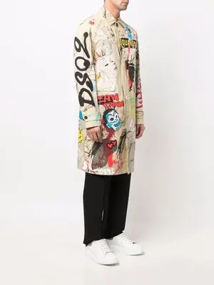 Dsquared2 Graphic-print Single-breasted Coat