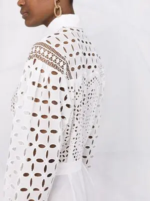 Alberta Ferretti Broderie Anglaise Belted Bodysuit