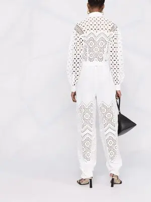 Alberta Ferretti Broderie Anglaise Belted Bodysuit