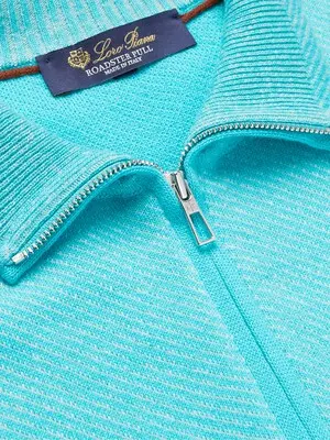 Loro Piana Roadster Striped Cashmere Half-zip Sweater - Blue