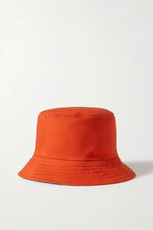 Valentino Garavani Reversible Embroidered Twill And Printed Cotton Bucket Hat