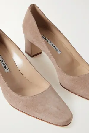 Manolo Blahnik Okkatopla 50 Suede Pumps - Neutrals