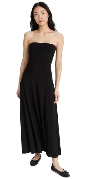 Norma Kamali Strapless Flared Midi Dress
