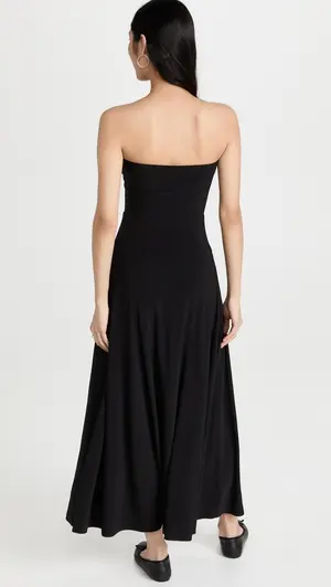 Norma Kamali Strapless Flared Midi Dress