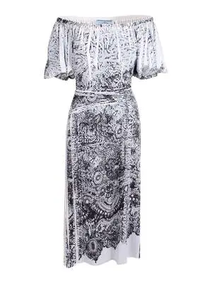 Prada Abstract Print Silk Midi Dress